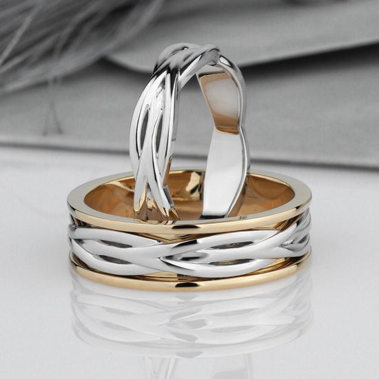 Couple wedding rings set with matching design - couple rings couple ...