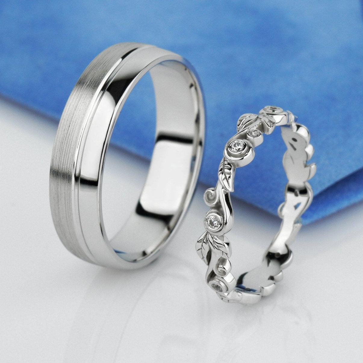 His and hers wedding rings set - wedding rings boho wedding ring boho ...