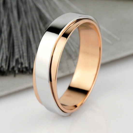 Matching couple rings set made of two colors of gold - couple rings ...