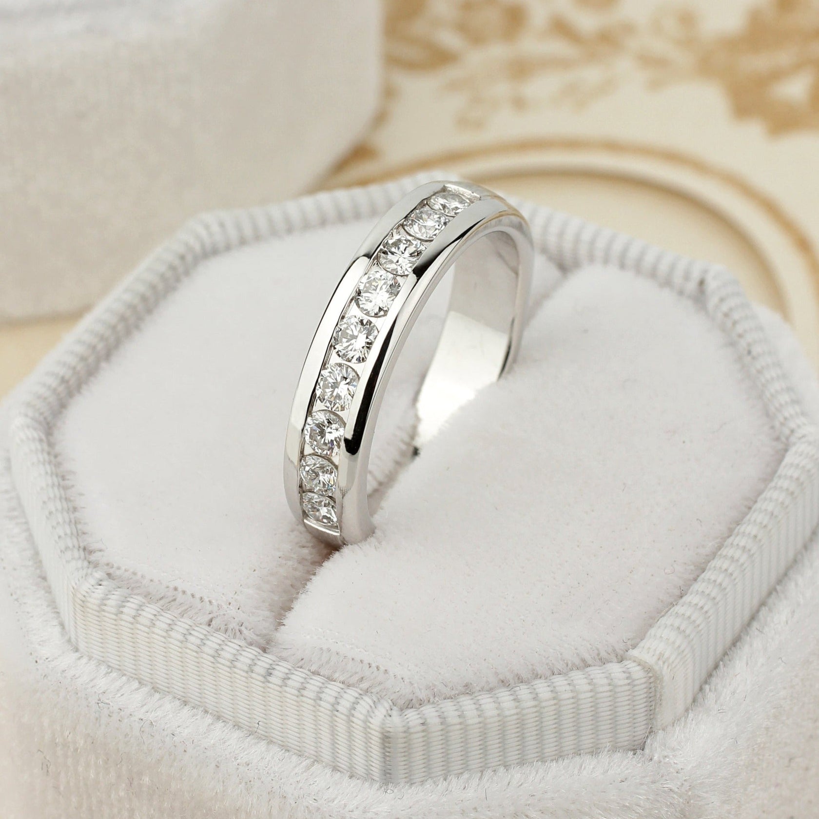 Matching wedding bands set with diamonds - couple rings couple wedding ...