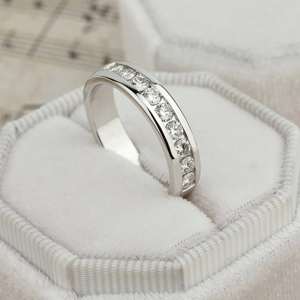 Matching wedding bands set with diamonds - couple rings couple wedding ...