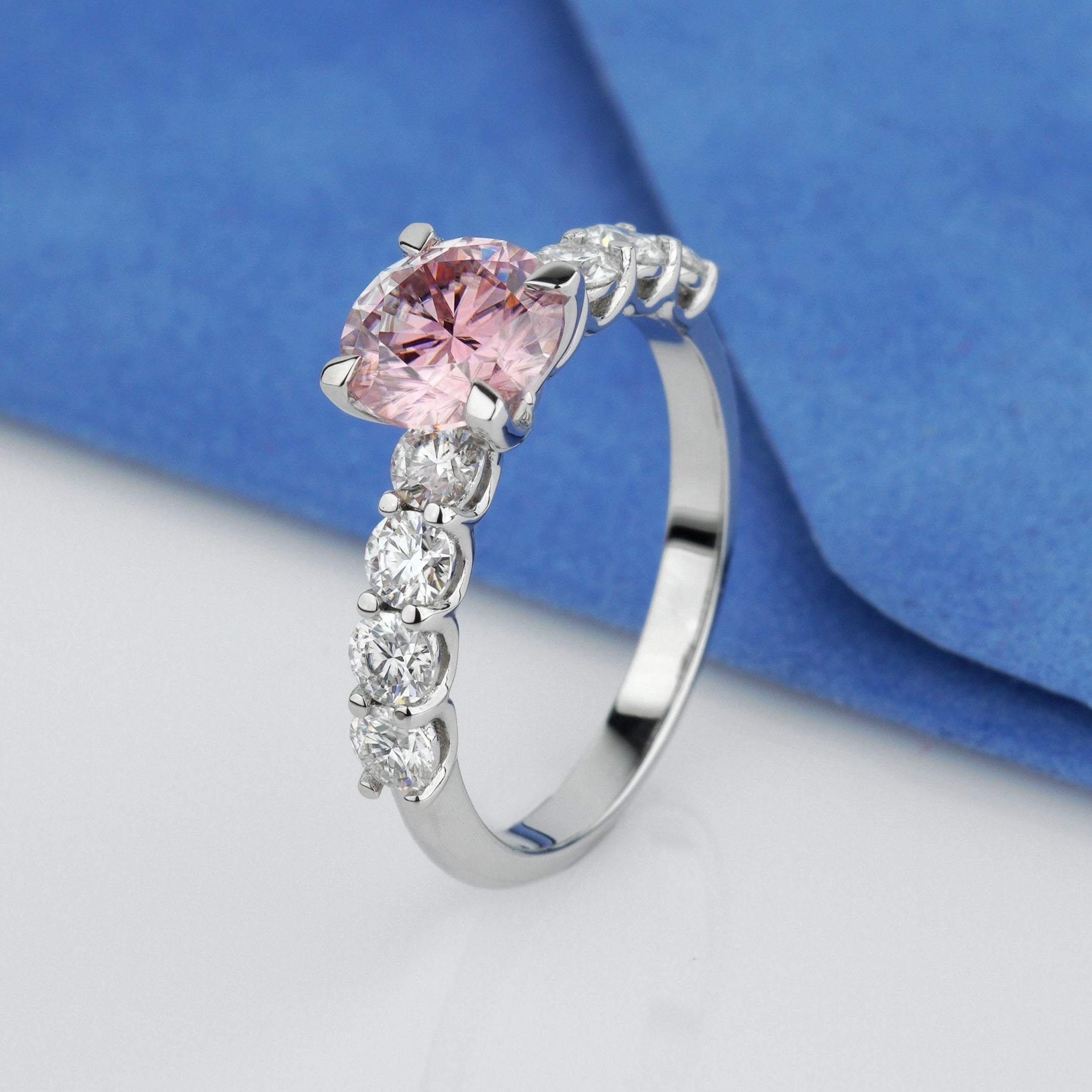 Pink Moissanite engagement ring. Pink stone engagement – escorialjewelry