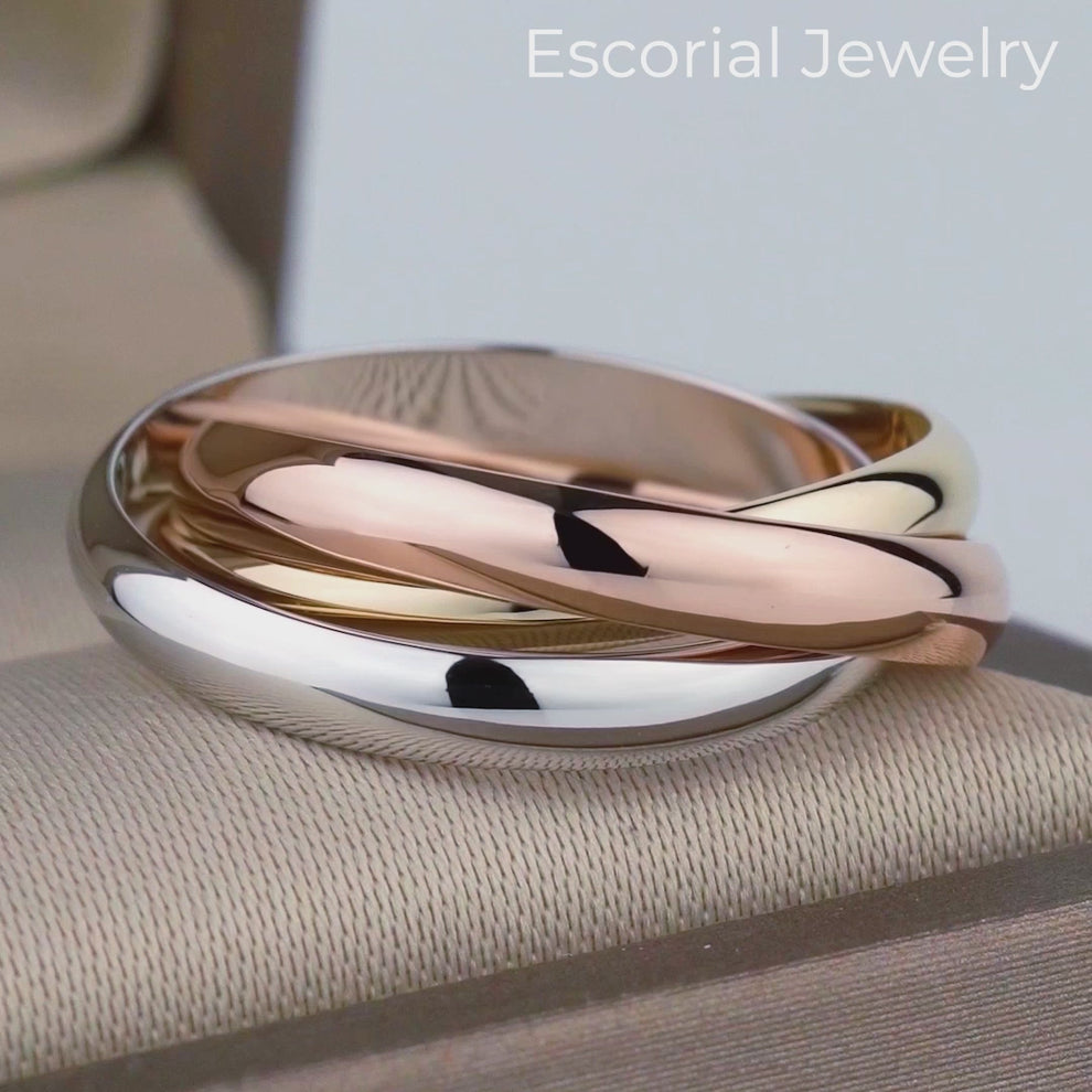 Gold Rolling Ring - 14k gold band 14k gold ring boho escorialjewelry