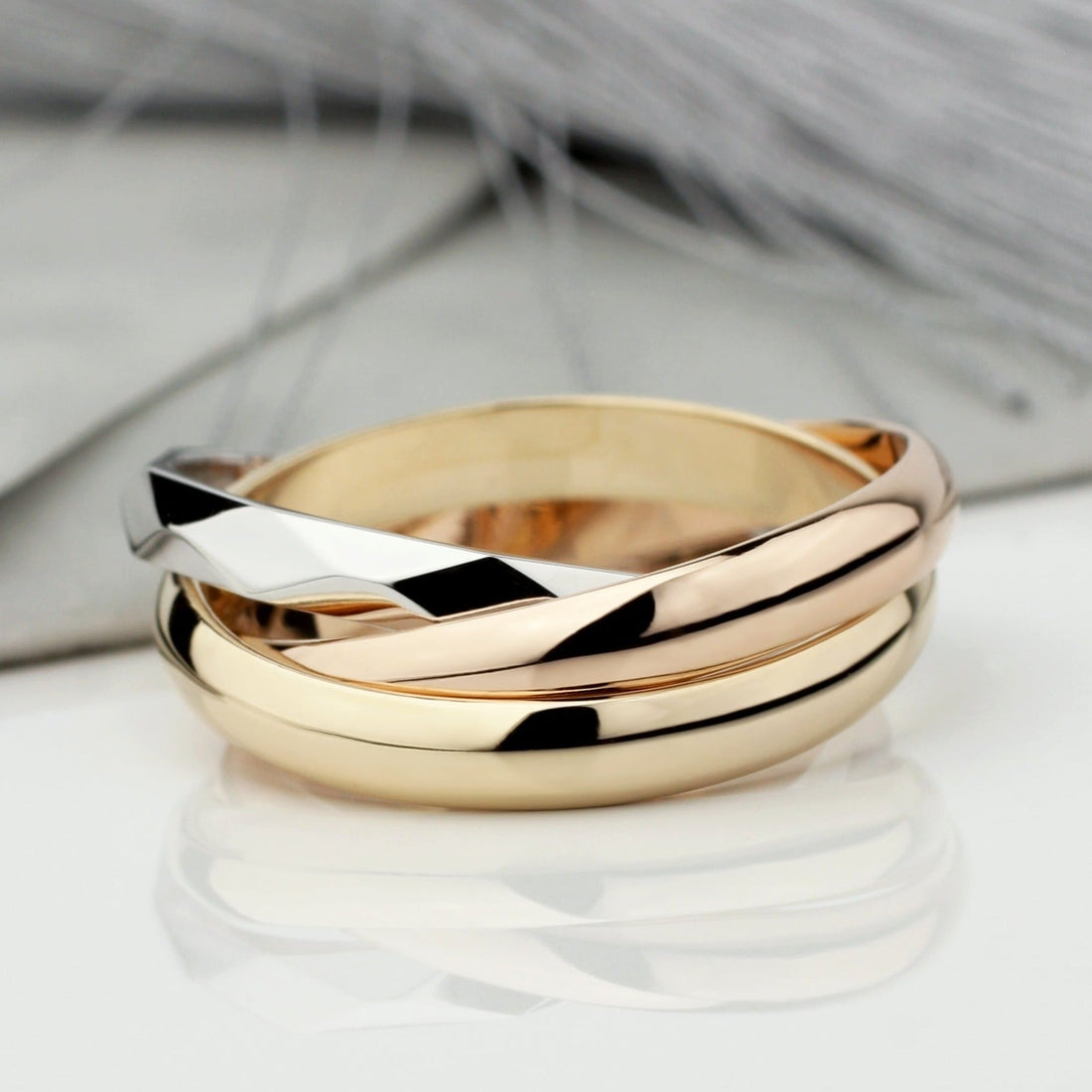 Trinity Rolling Ring - 14k gold band 14k gold ring boho escorialjewelry