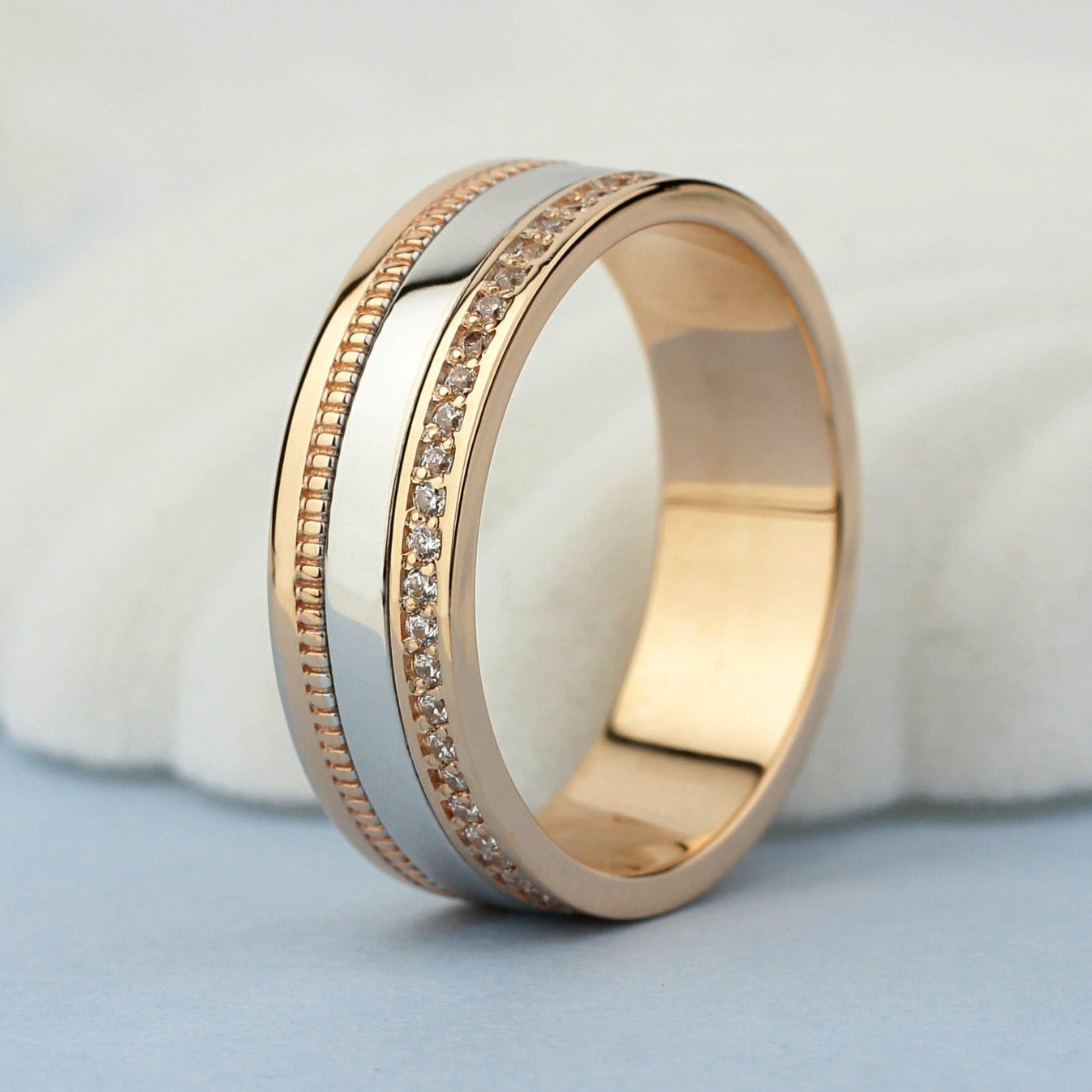 Two-tone matching wedding bands - couple rings couple rings set couple ...