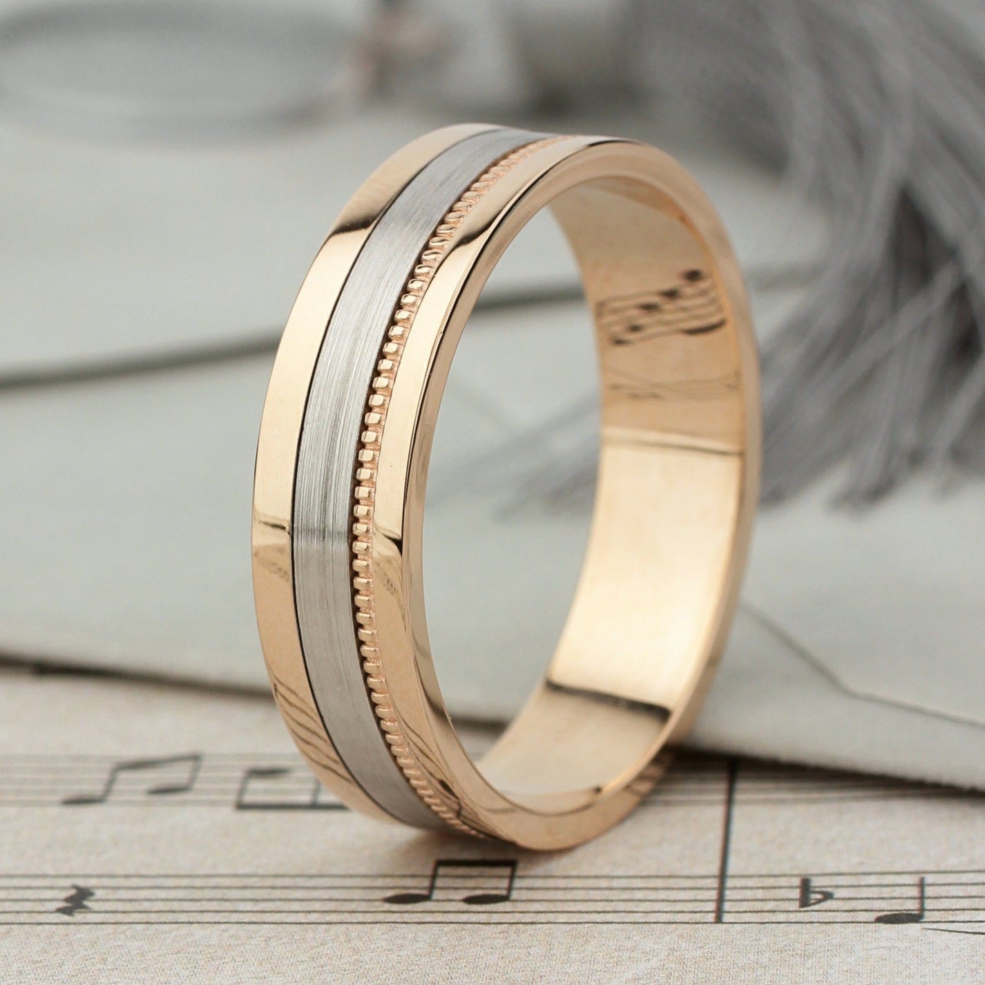 Two-tone matching wedding bands - couple rings couple rings set couple ...