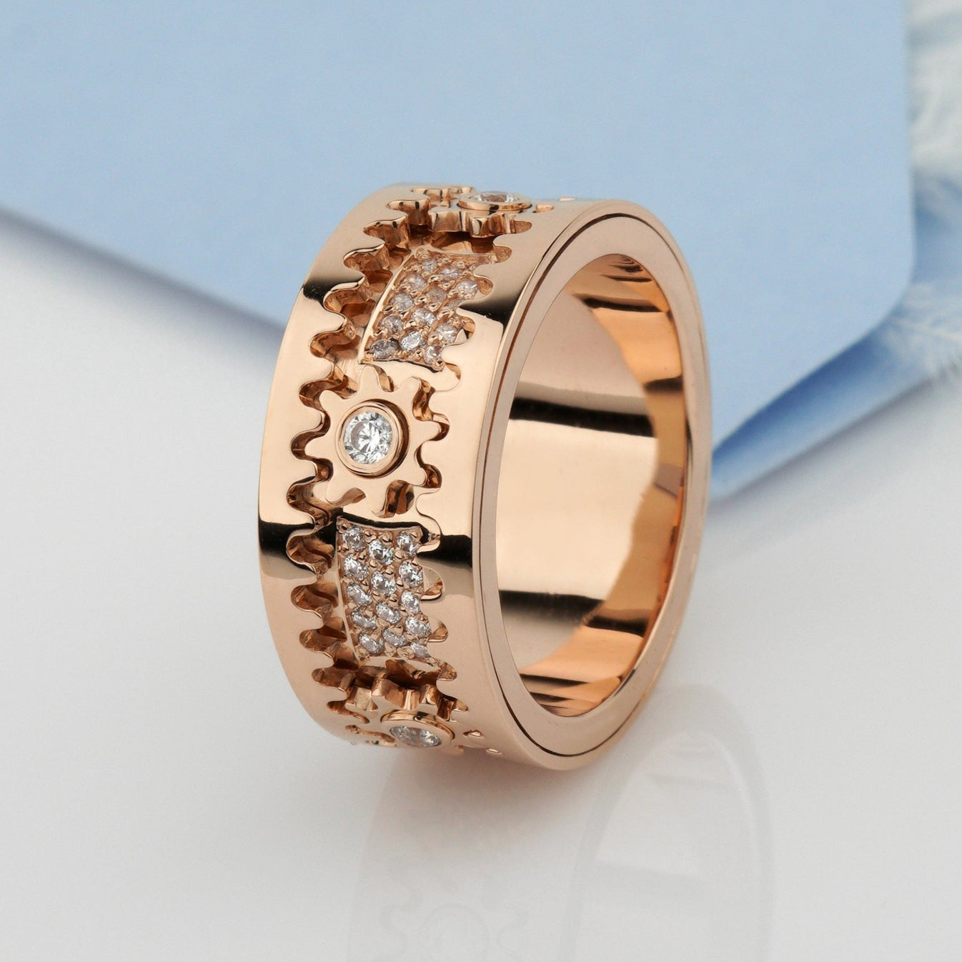 Unique gold spinner ring - 14k gold band 14k gold ring bridal ring ...
