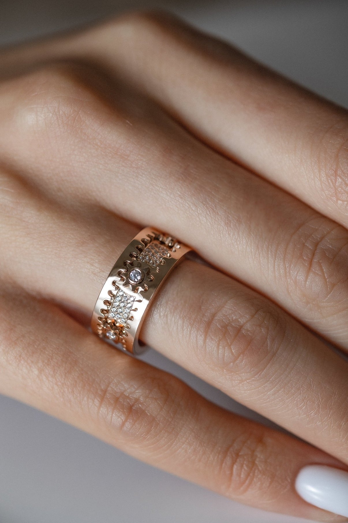 Unique gold spinner ring - 14k gold band 14k gold ring bridal ring ...