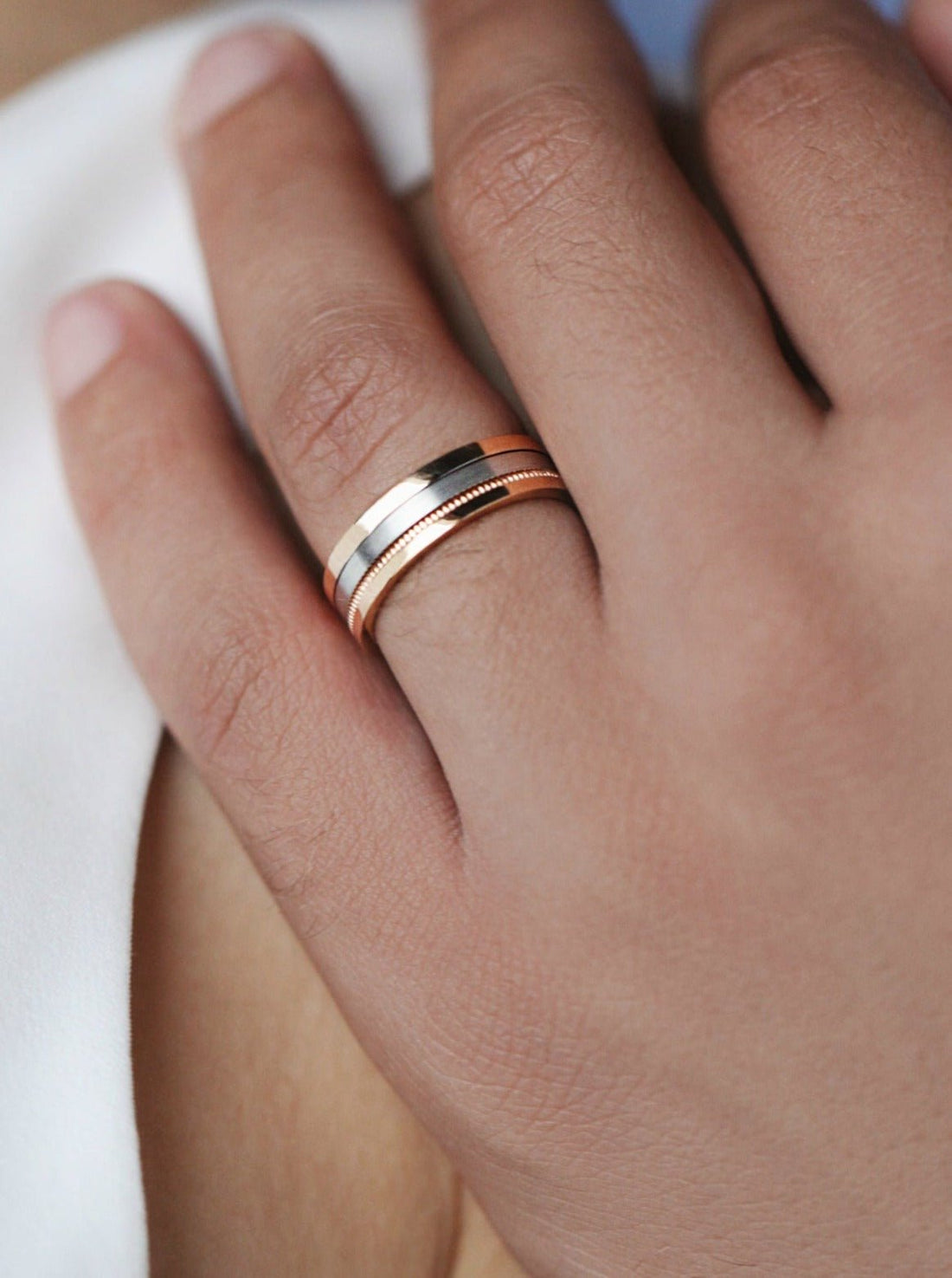 Unique two-tone mens wedding band - 14k gold band gold bands gold rings ...