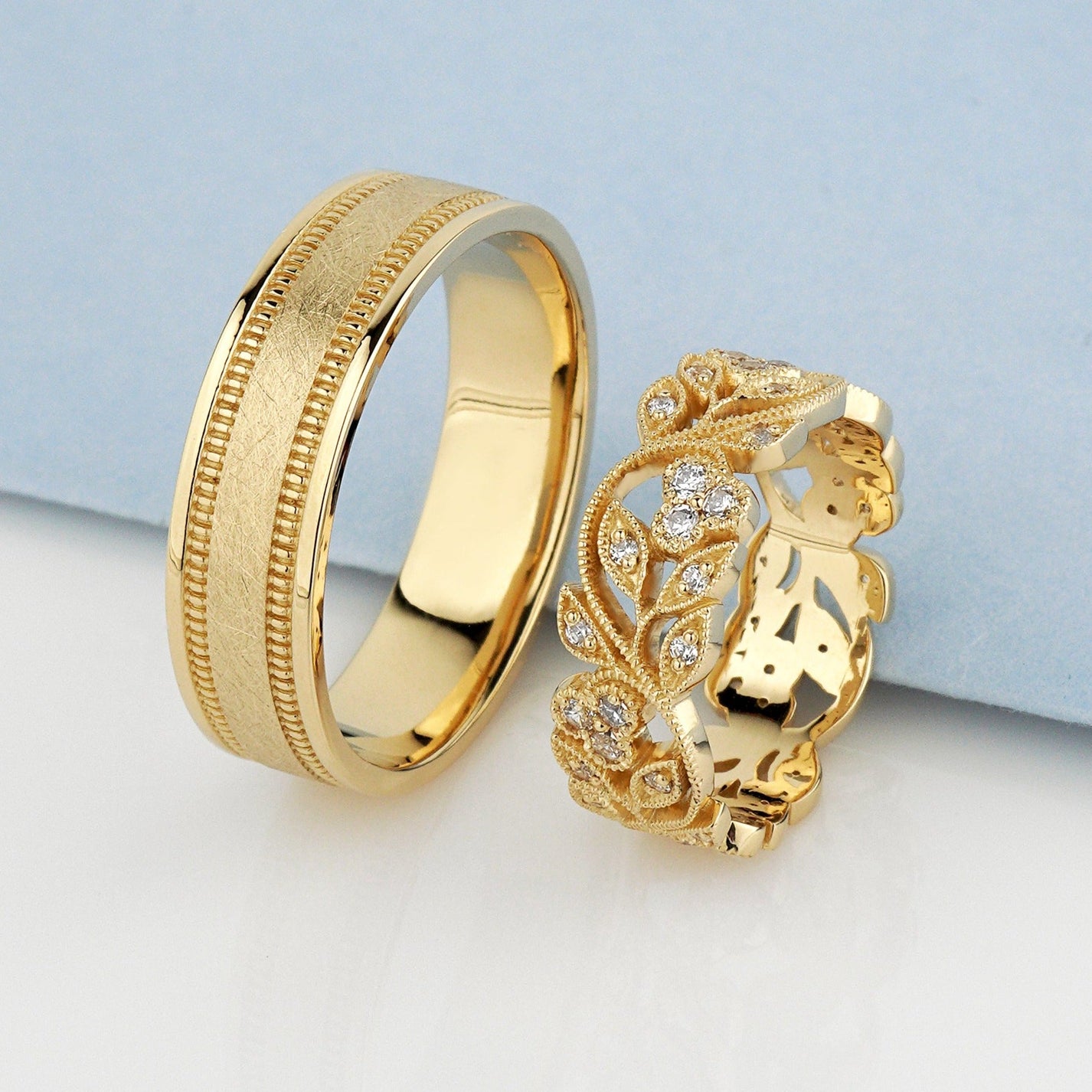 Unique wedding rings set - boho wedding ring couple rings couple ...