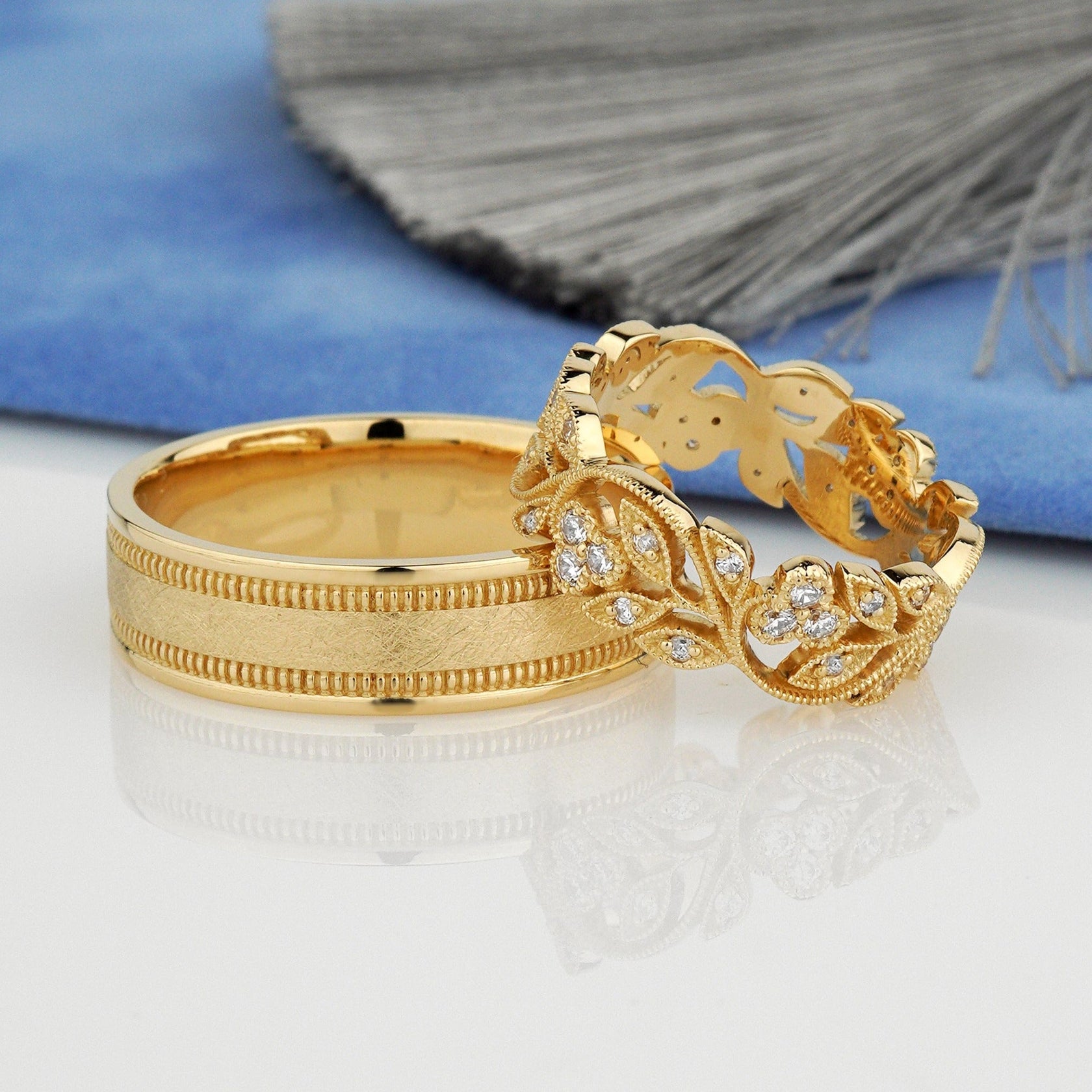 Unique wedding rings set - boho wedding ring couple rings couple ...