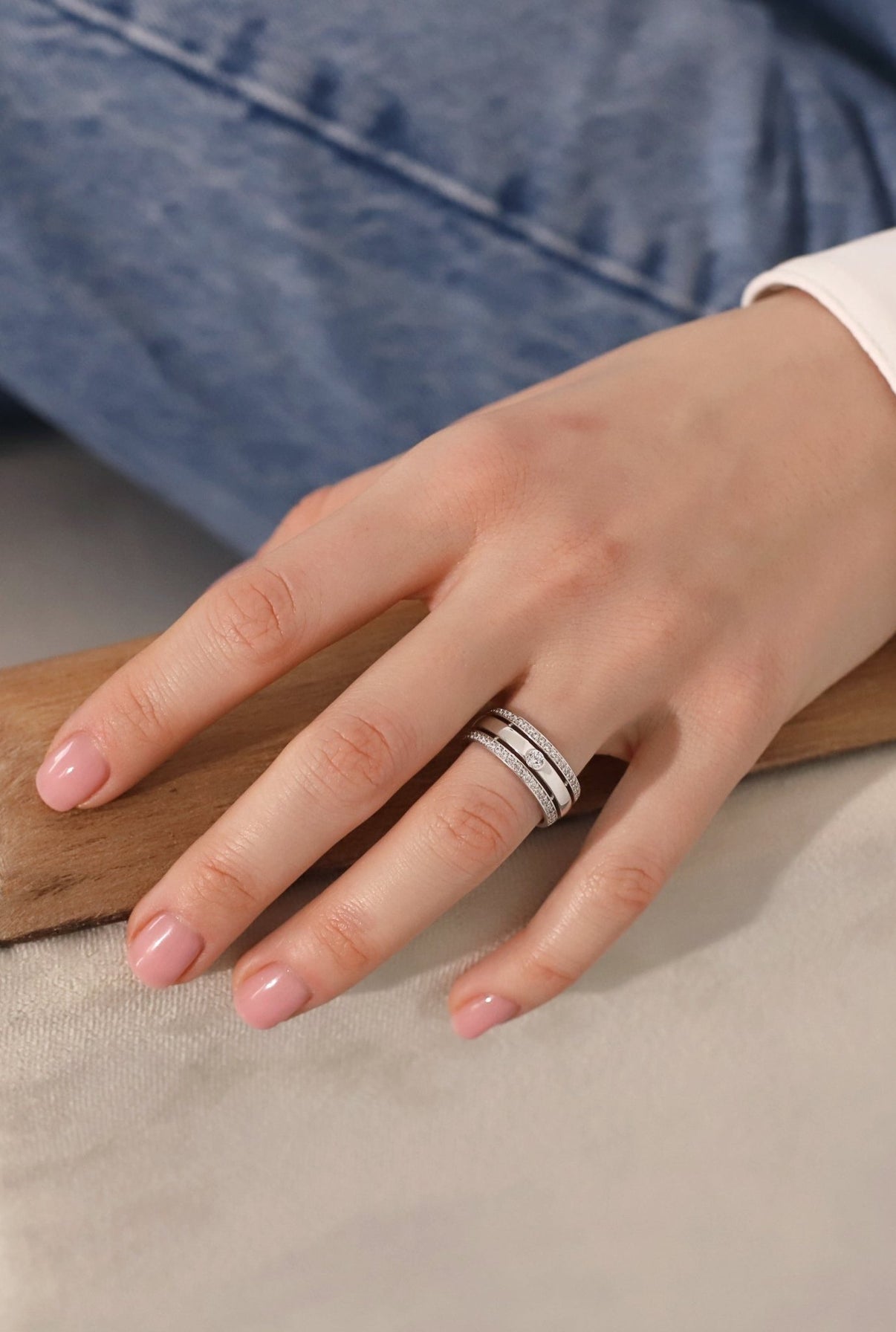 Wide wedding bands set with diamonds - couple rings couple wedding ...