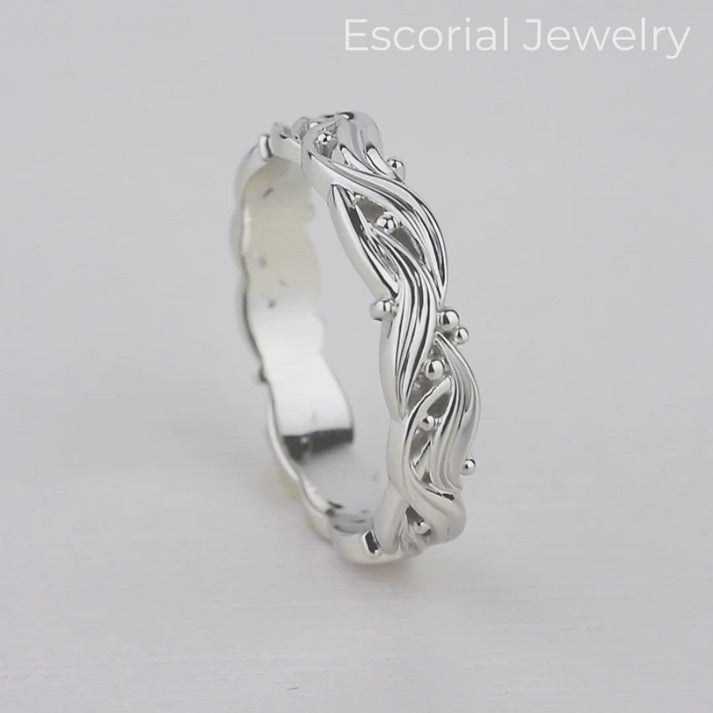 Wedding band with floral pattern - 14k gold band 14k gold ring boho ...